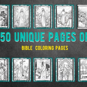 50 Bible Coloring Pages, Printable PDF Instant Download, Christian ...