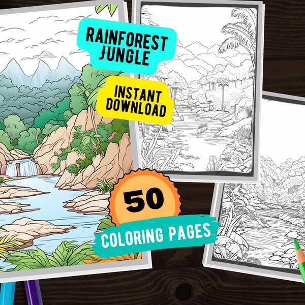 Rainforest Coloring Pages - Etsy