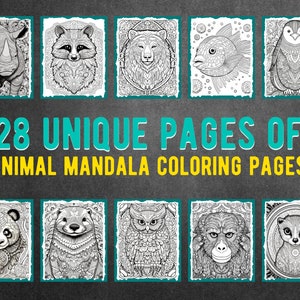 Animal Mandala: 28 Artful Coloring Pages, Animal Coloring Book for ...