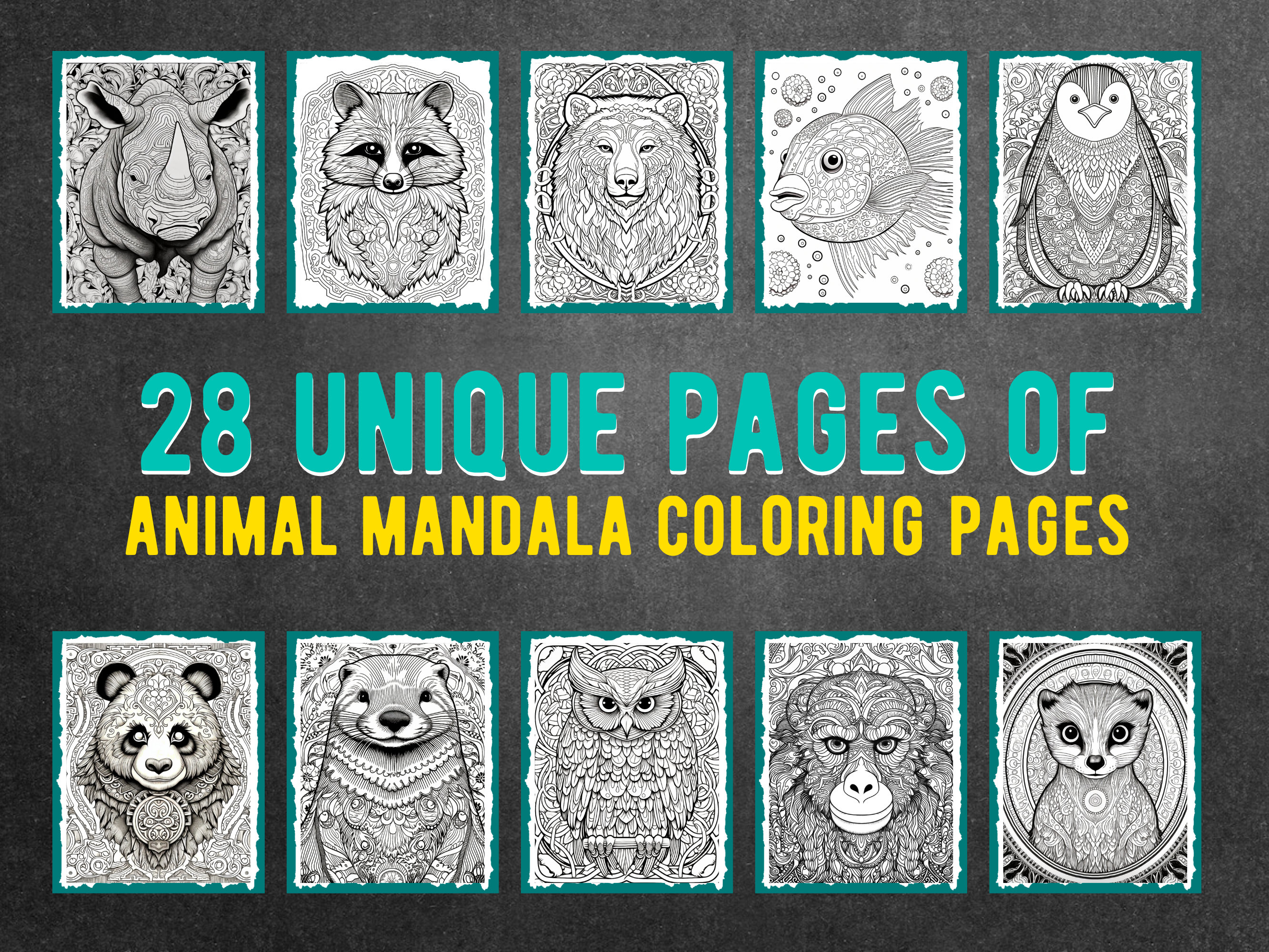 Animal Mandala: 28 Artful Coloring Pages Animal Coloring Book - Etsy