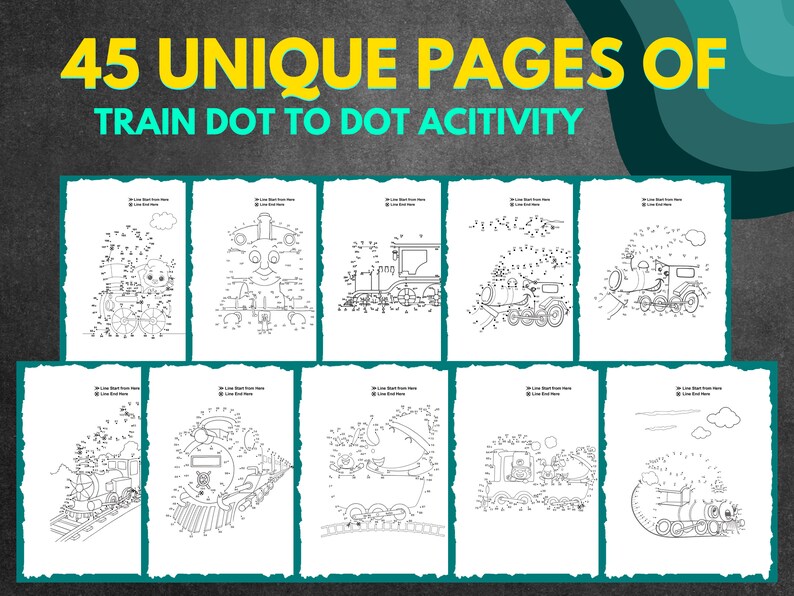 Train Dot to Dot Coloring Book, Kids Activities Kits Printable Pages ...