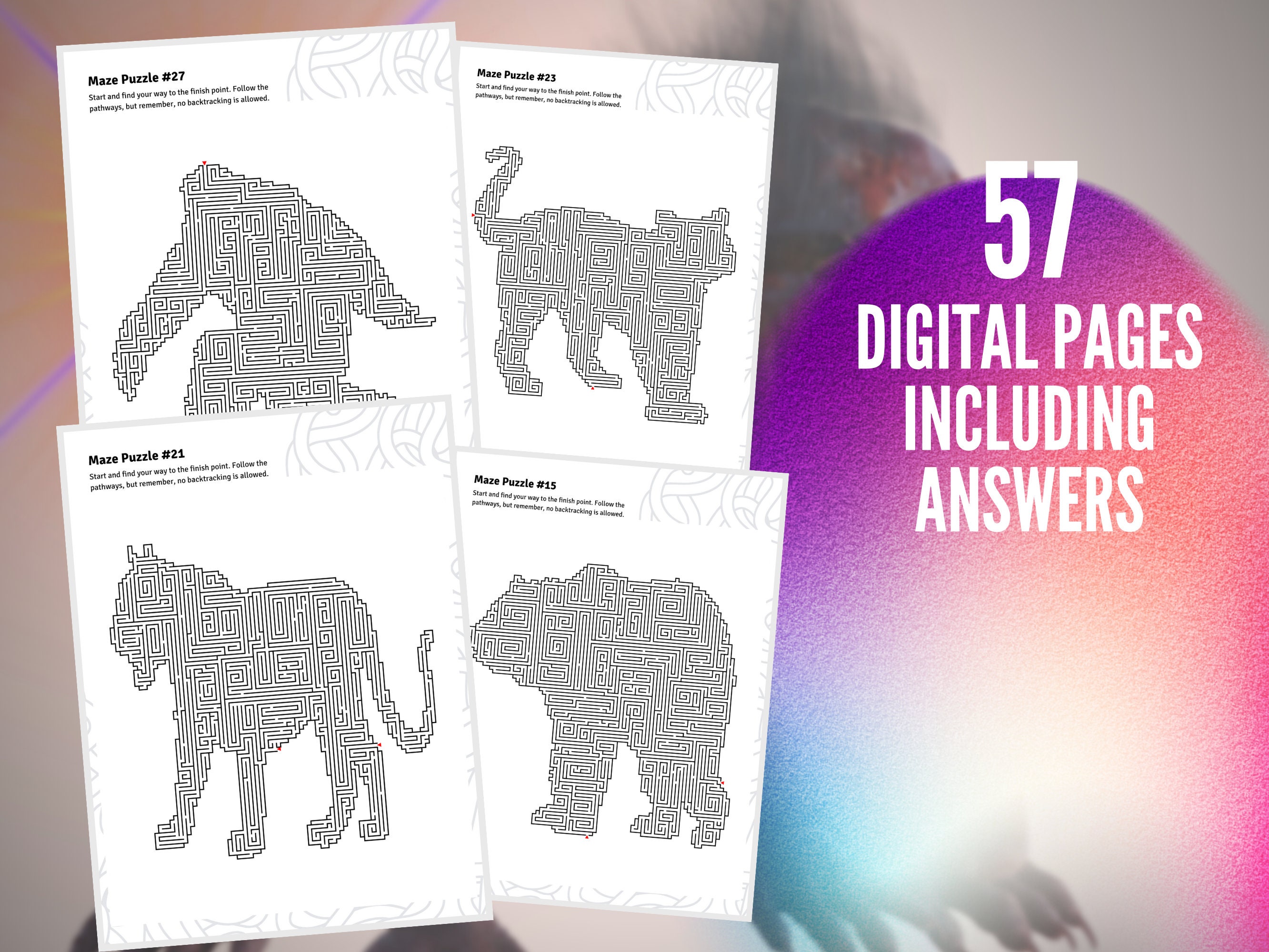 Zoo Animal Wildlife 50 Maze Pages Puzzle Game Instant Download With ...