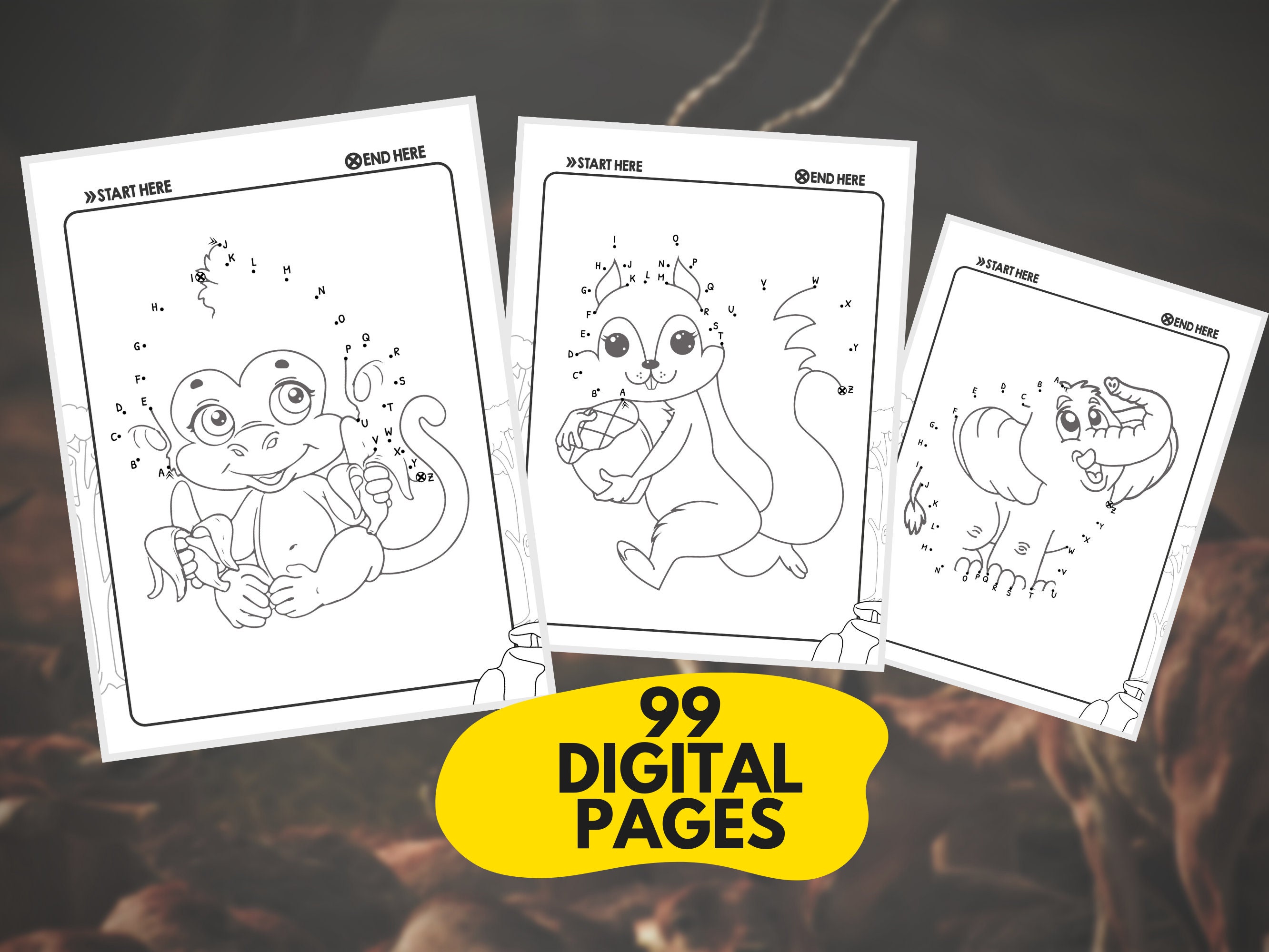 Animal ABCD Connect Dot Color Printable Book for Toddler, Connect Dots ...