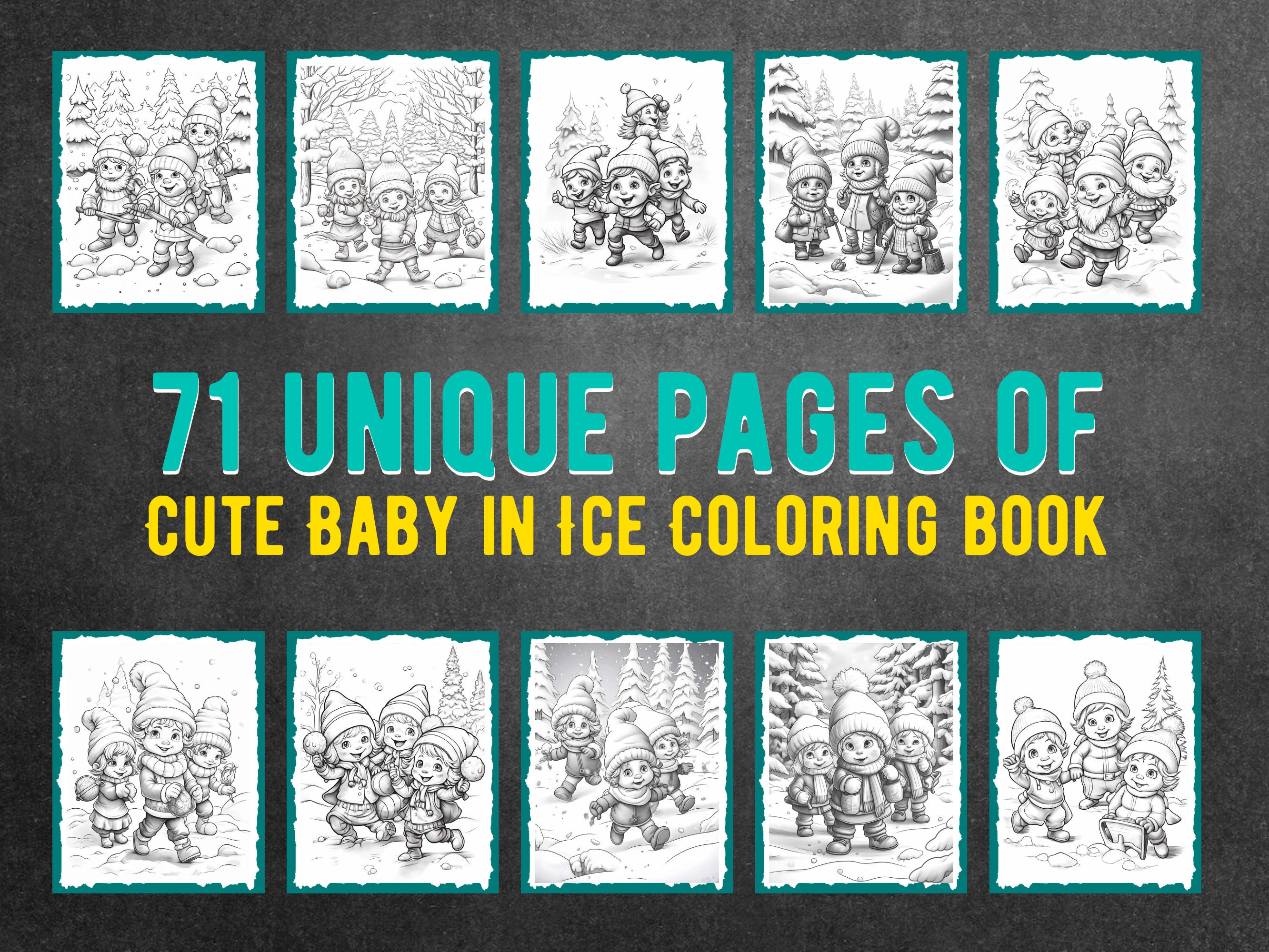 Printable Cute Christmas Baby in Ice, Digital Download Christmas ...