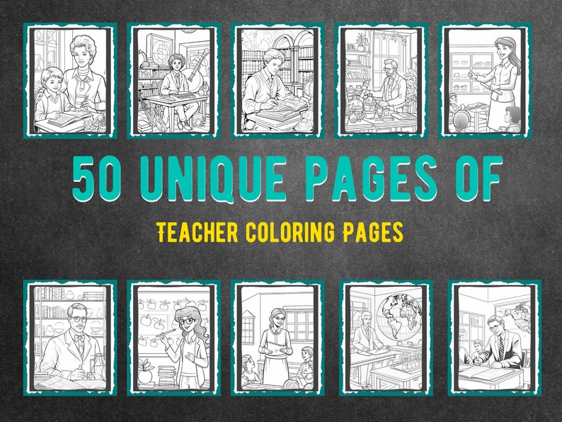 50 Teacher Coloring Pages, Printable PDF File, Gifts for Teachers ...