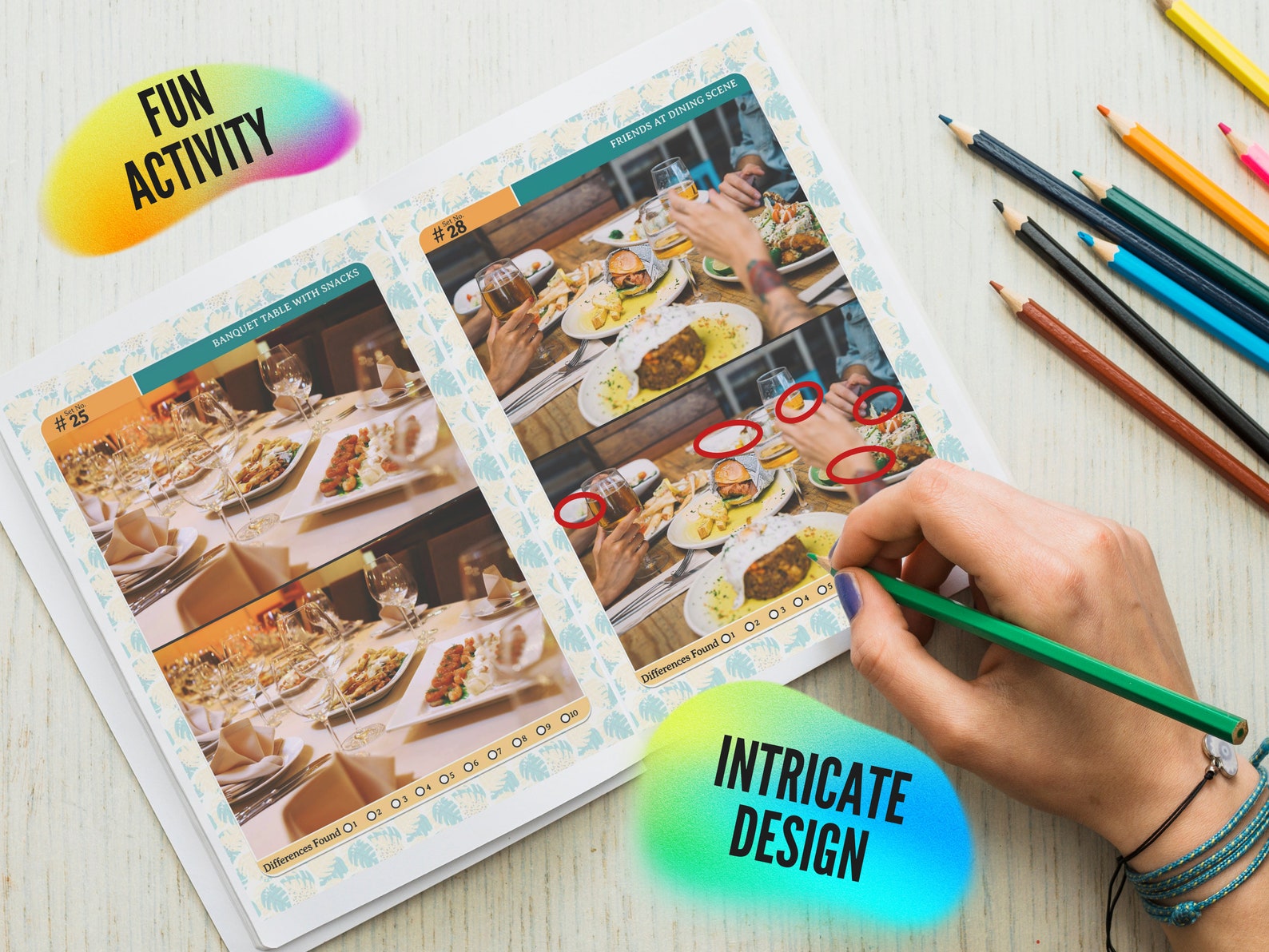 Restaurant Spot the Difference Printable PDF Pages, Cafe Diner Find ...