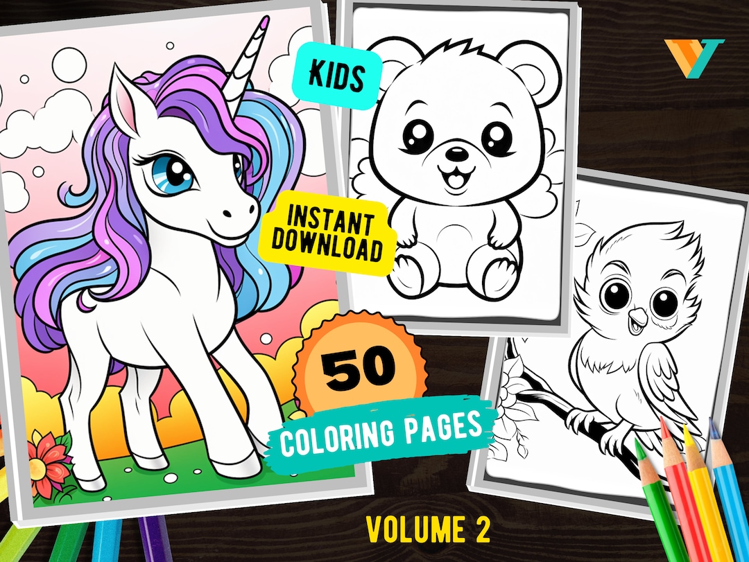 50 Easy Coloring Pages Printable PDF for Kids Vol 2: Preschoolers ...