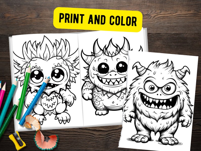 71 Pages Creepy Monsters Coloring Cute Monster to Color Cute - Etsy