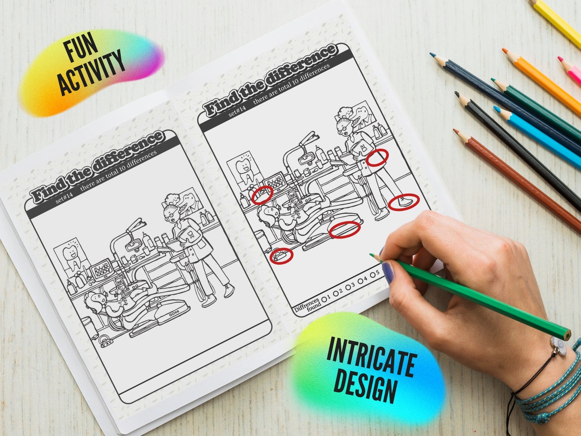Hospital Spot the Difference, Coloring Printable Pages for Children ...