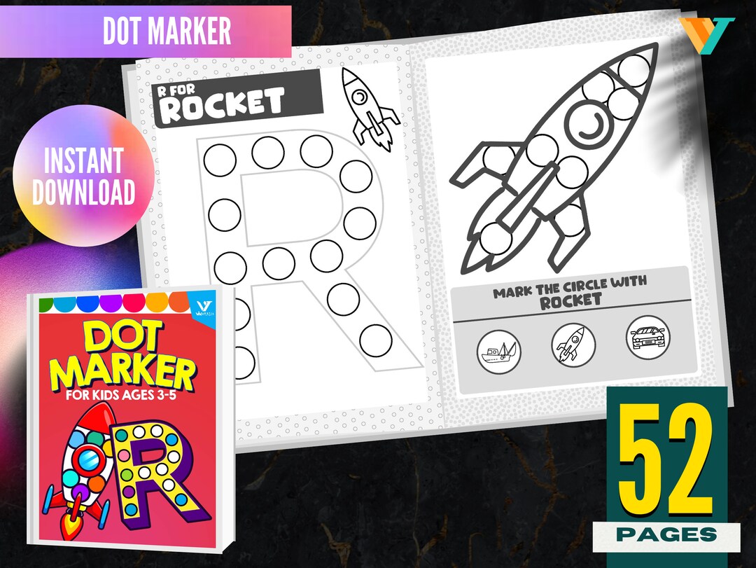 Dot Marker Coloring Book for Toddler Ages 3-5, Instant PDF Download ...