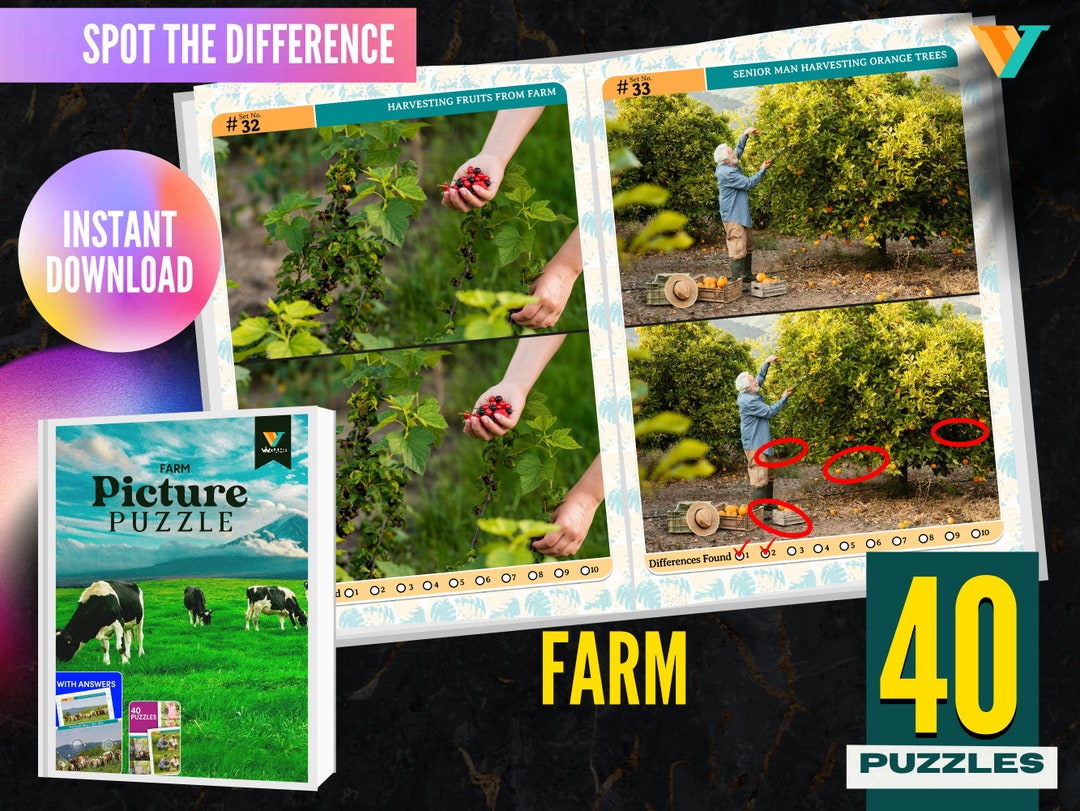 Agriculture Farm Spot the Difference, Colorful Garden Printable Pages ...