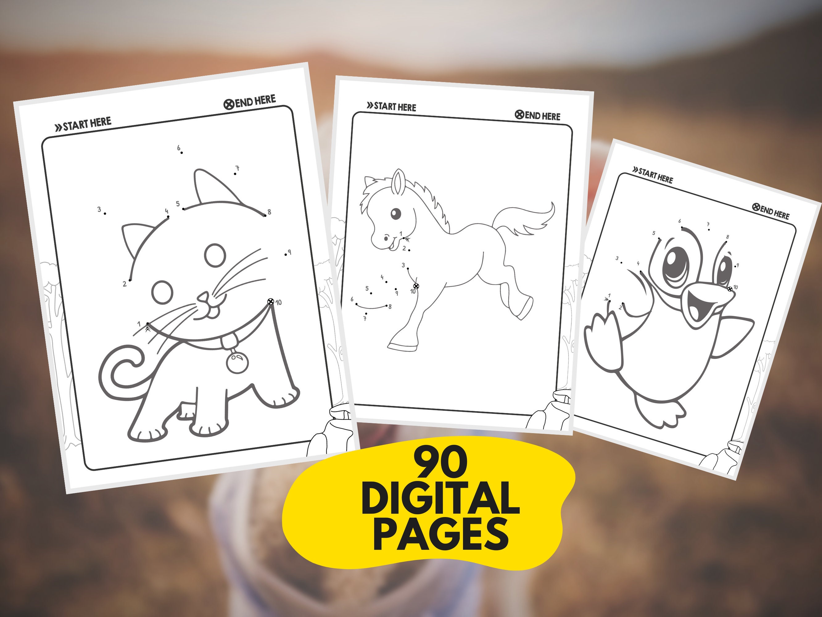 Animal Connect Dot Color Printable Book for Toddler, Connect Dots ...