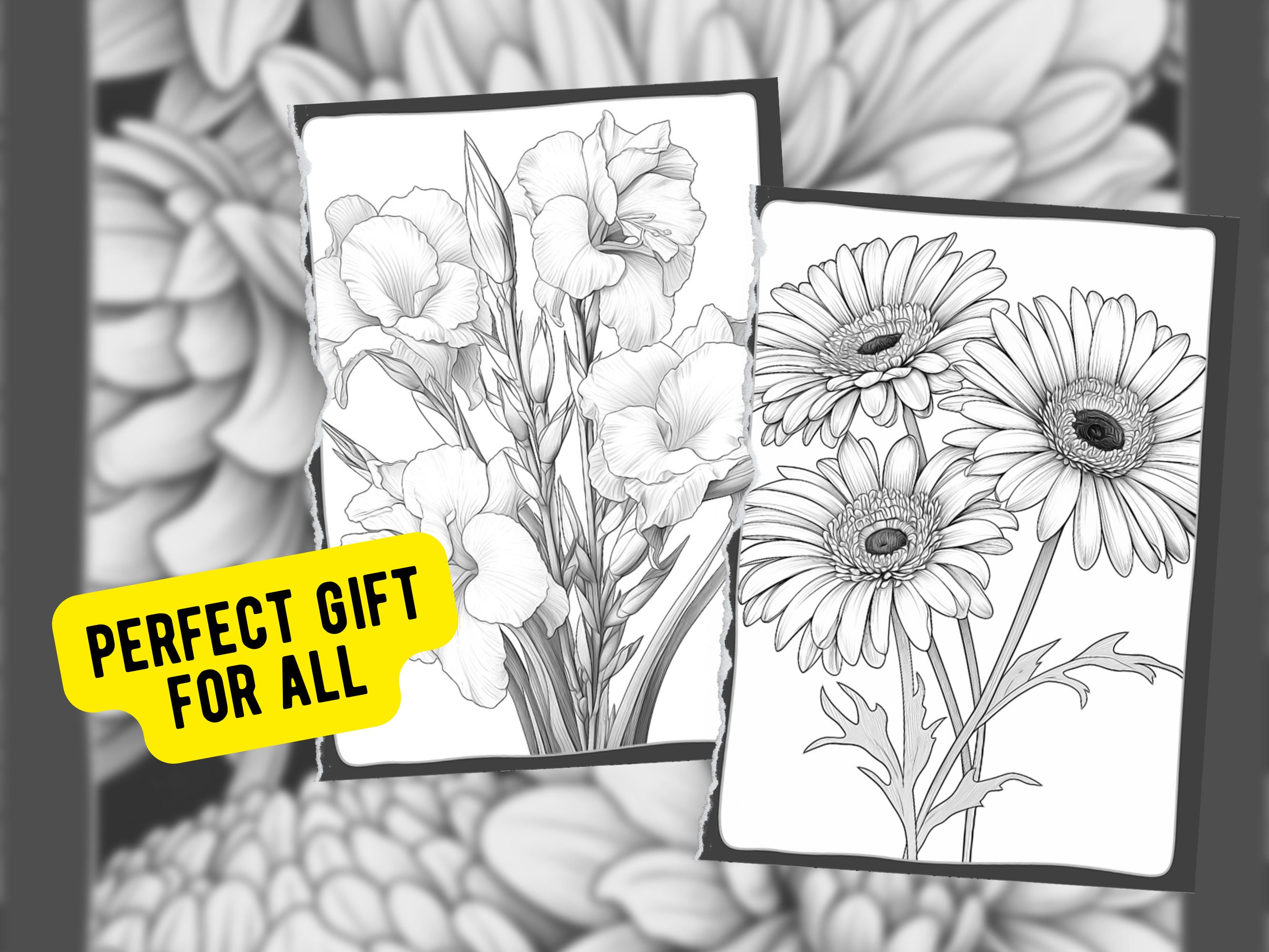 50 Pages Beautiful Floral Adult Coloring Pages, Instant Download ...