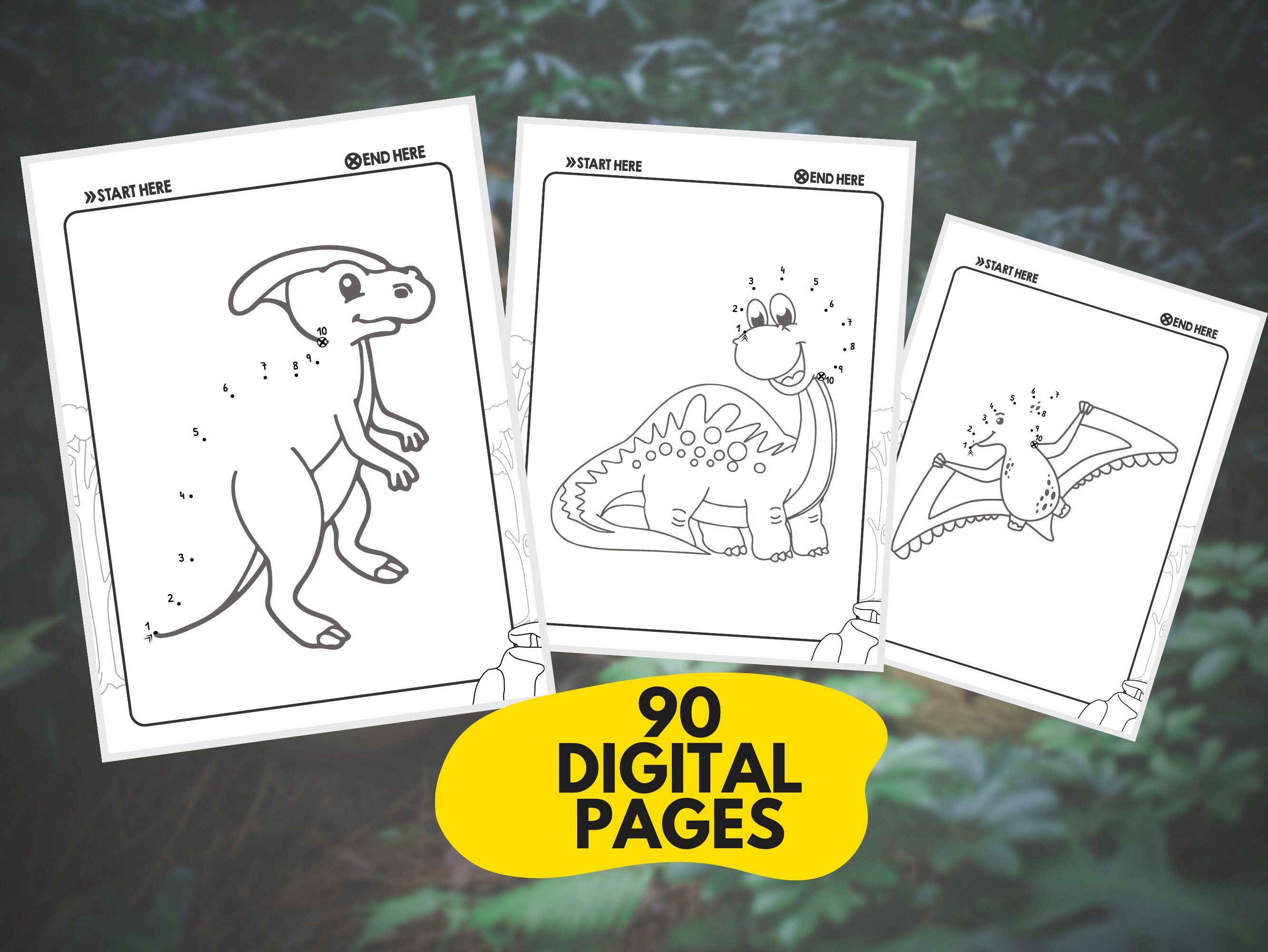 Dinosaur Dot to Dot Coloring Toddl Printable Digital Download Book ...