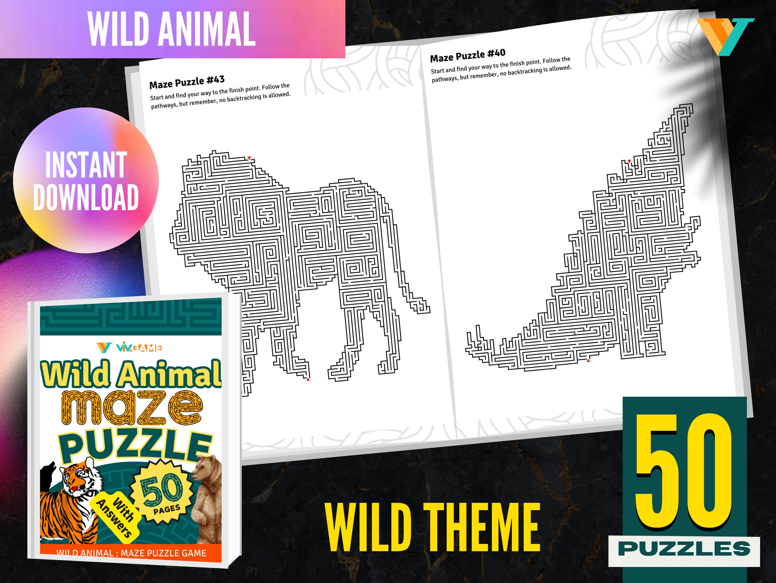 Zoo Animal Wildlife 50 Maze Pages Puzzle Game Instant Download With ...