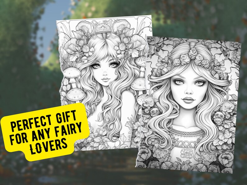 50 Page Magical Fairy Girls Coloring Book for Adults and Children ...