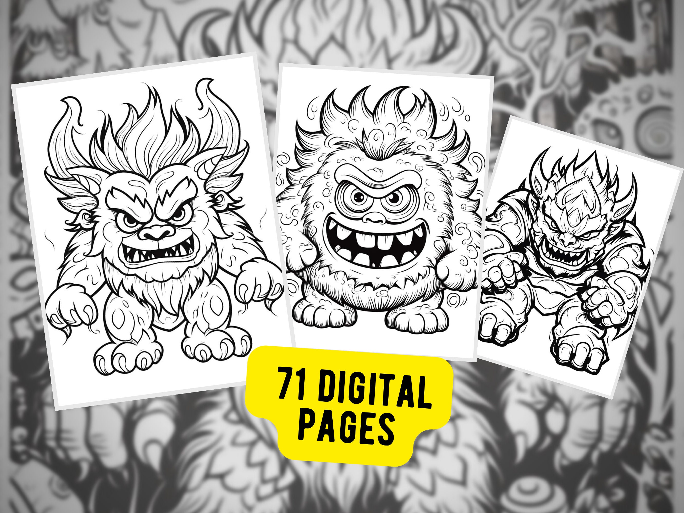 Cute and Creepy Monsters Coloring 71 Pages PDF Instant Download, Cute ...