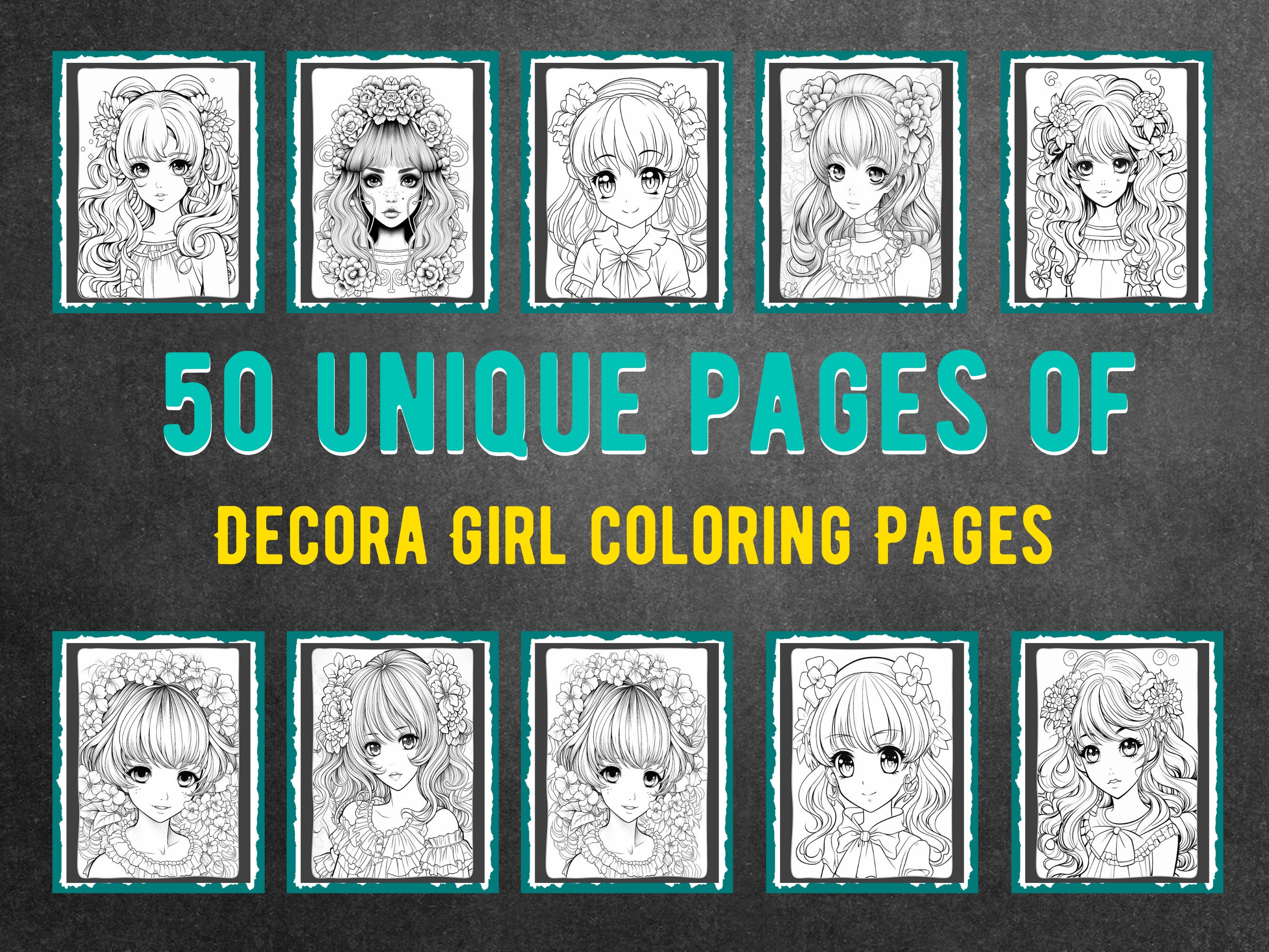 50 Decora Girls Coloring Pages Printable PDF Instant Download, Cute ...