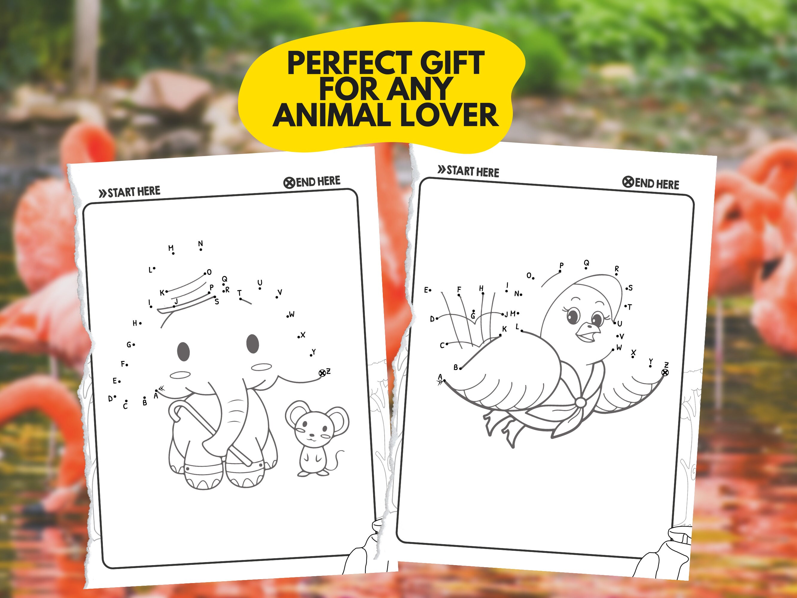 Animal ABCD Connect Dot Color Printable Book for Toddler, Connect Dots ...