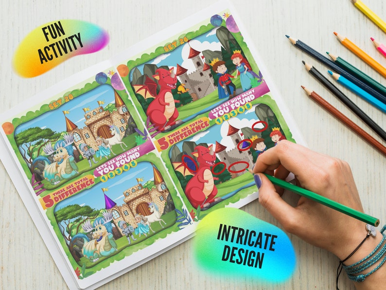 Fairy Tale Spot the Difference, Coloring Printable Pages, Love Find the ...