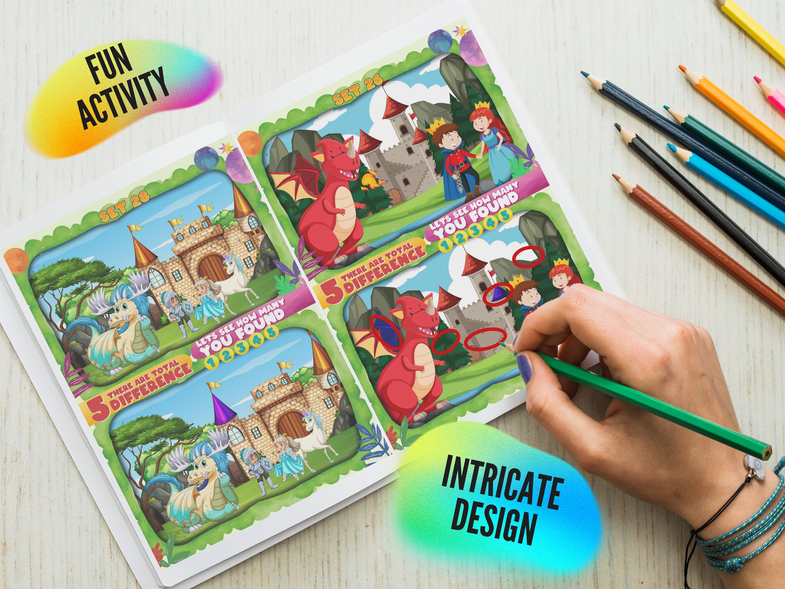 Fairy Tale Spot the Difference, Coloring Printable Pages, Love Find the ...