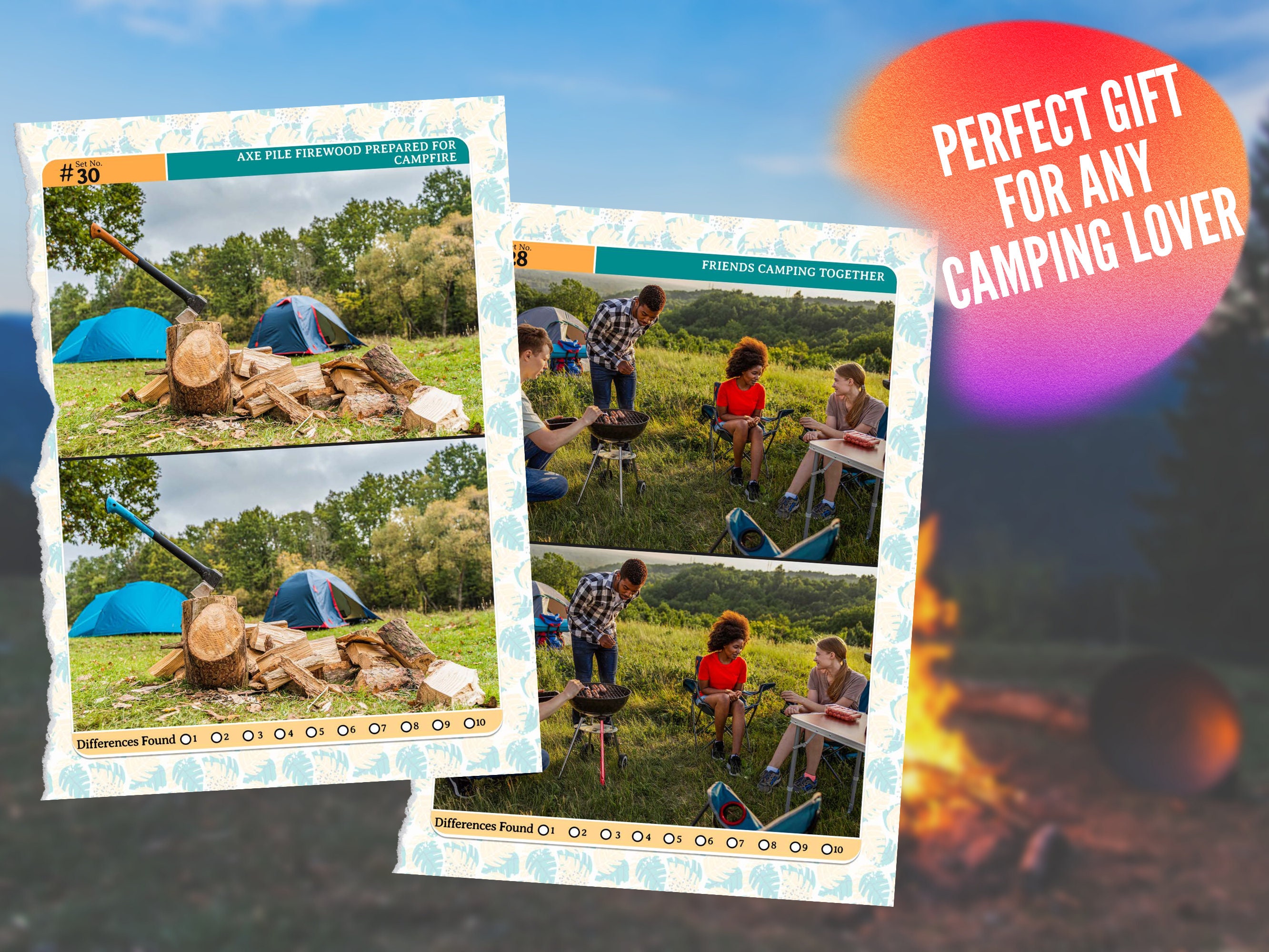 40 Camping Spot the Difference Printable Pages, Instant Download ...