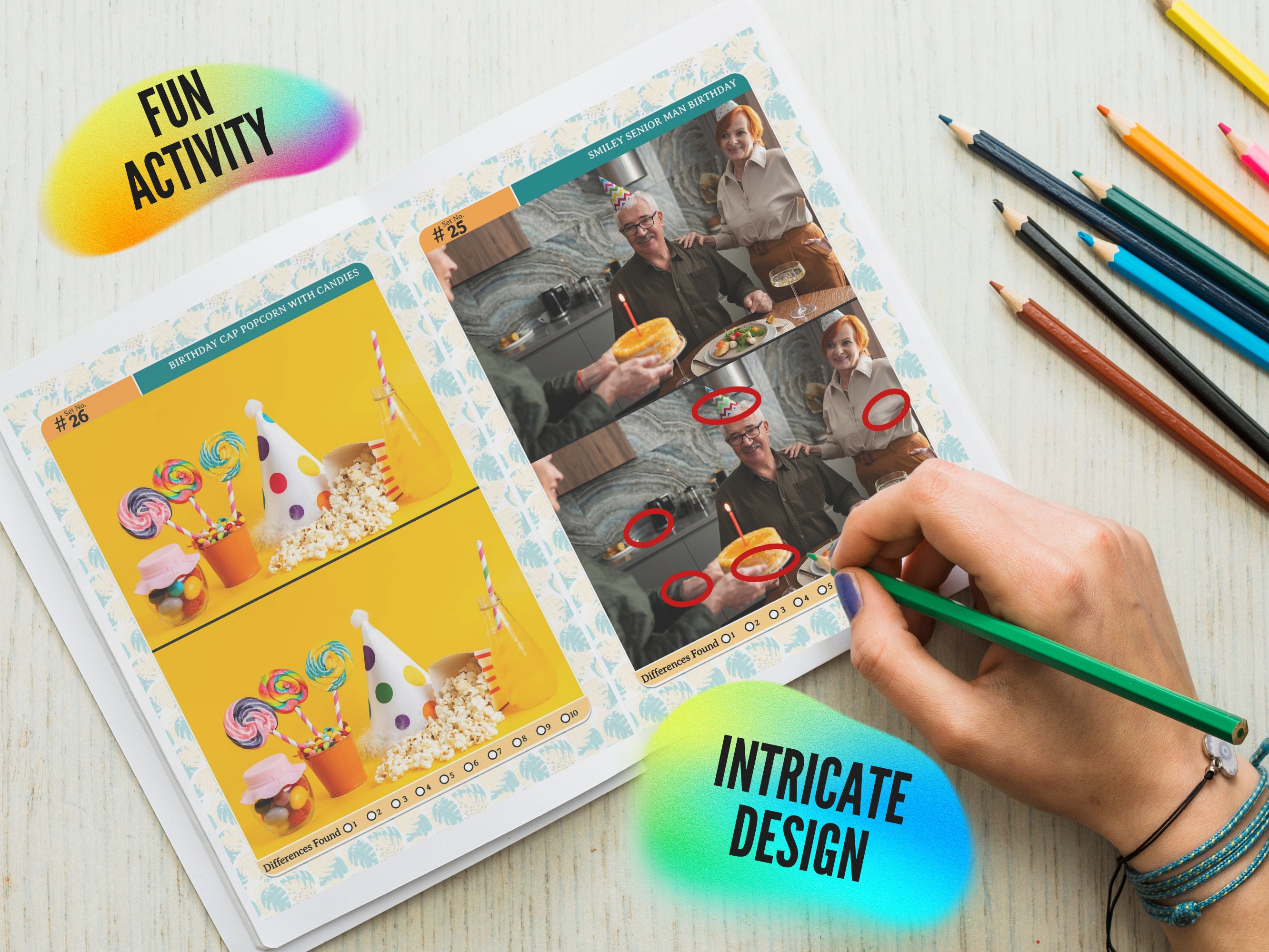 Birthday Spot the Difference, Coloring Printable Pages, Love Find the ...