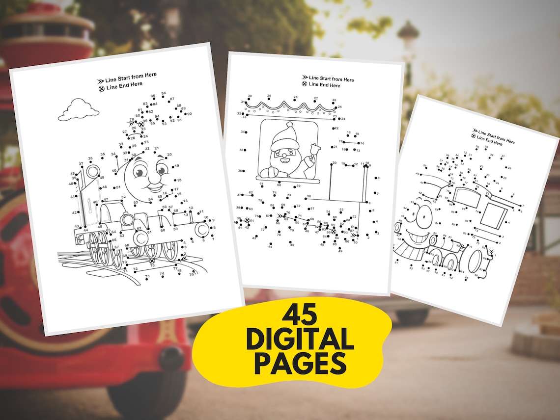 Train Dot to Dot Coloring Book, Kids Activities Kits Printable Pages ...