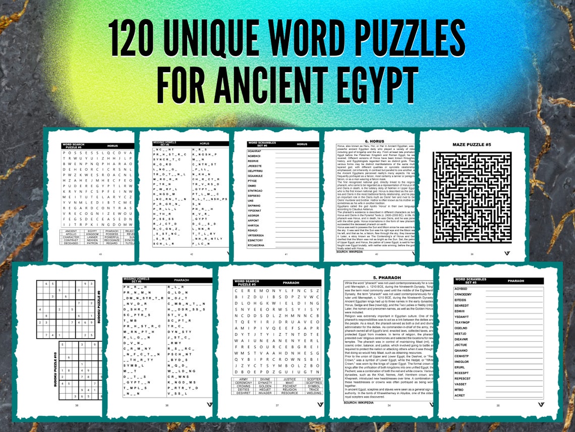 120 Ancient Egypt-themed Word Puzzle Game Bundle Vol. 1 | Printable PDF ...
