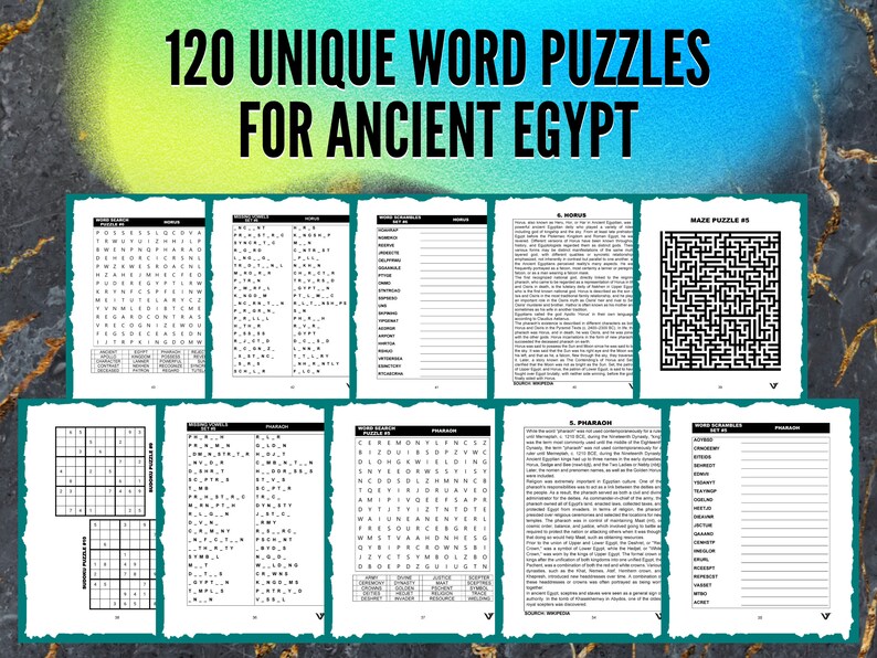 120 Ancient Egypt-themed Word Puzzle Game Bundle Vol. 1 | Printable PDF ...