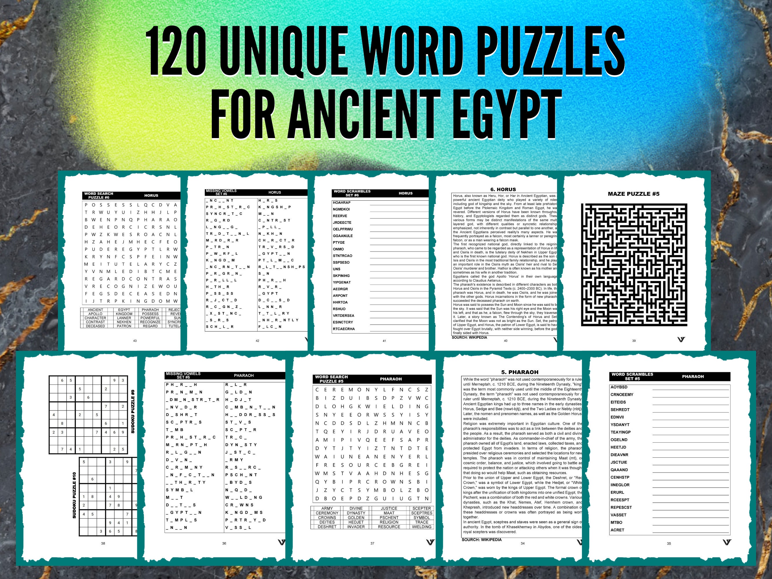 120 Ancient Egypt-themed Word Puzzle Game Bundle Vol. 1 | Printable PDF ...