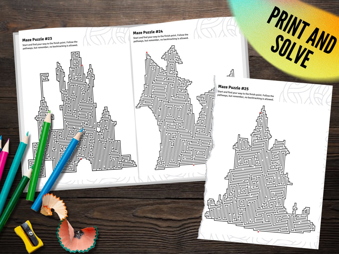50 Haunted House Maze Puzzle Pages With Solutions, Halloween Themed Fun ...