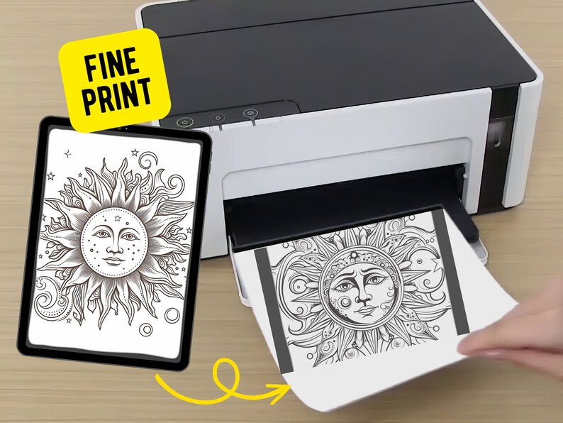 Sun Moon Stars Coloring 50 Pages, Instant Digital Download Printable ...