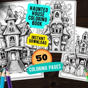 50 Pages Haunted House Coloring Page Part 1, Meditation Claming ...