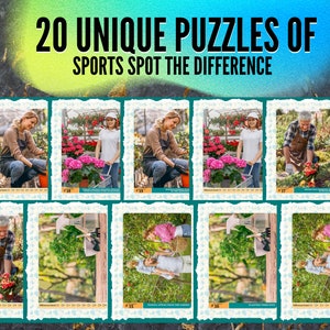 20 Gardening Spot the Difference Printable PDF Pages, Instant Download ...
