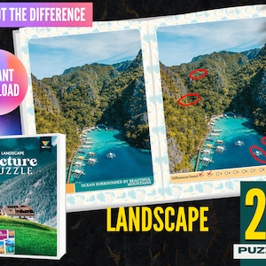 Landscape Spot the Difference Printable Puzzles, Instant Download ...