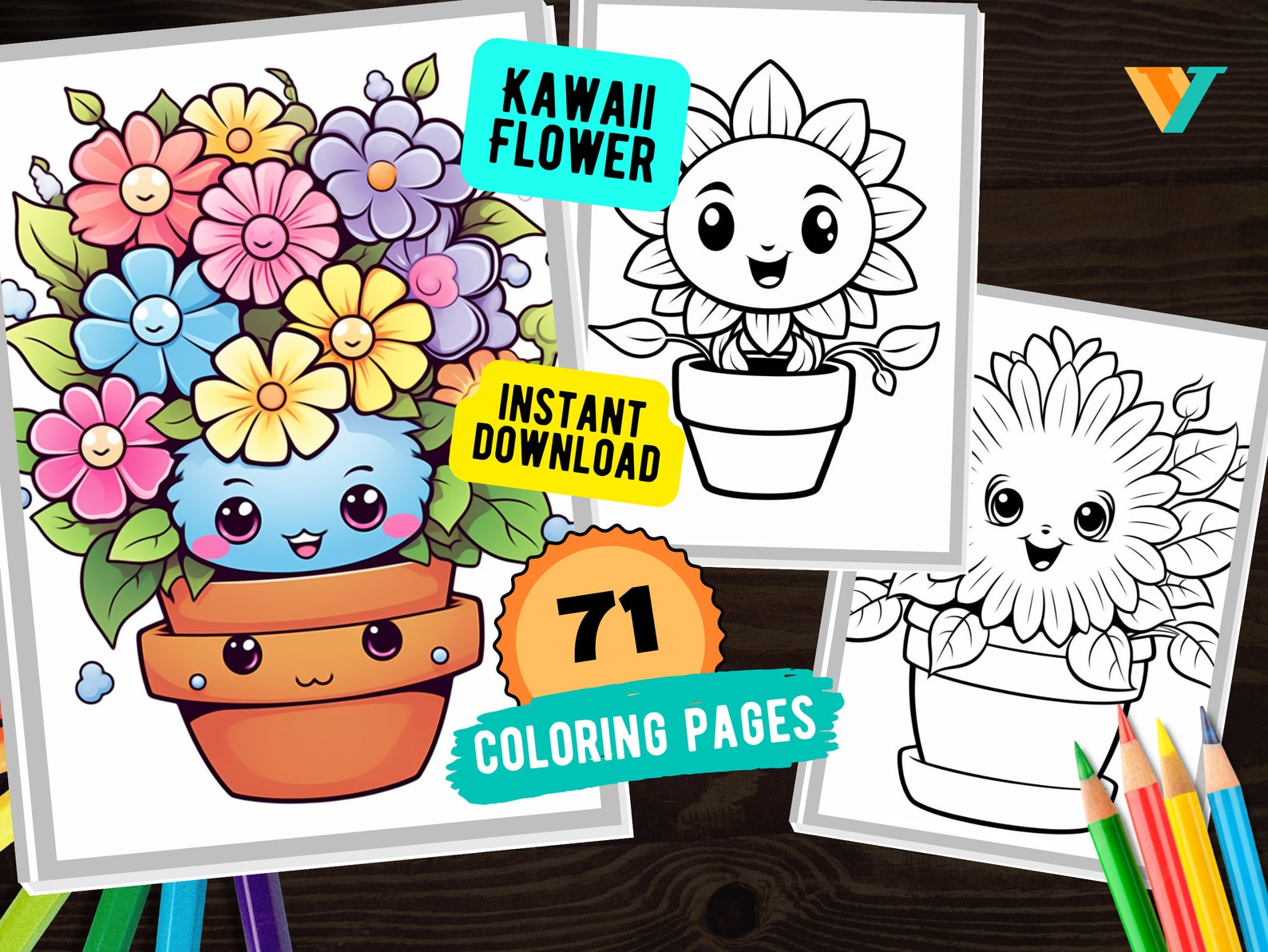71 Kawaii Coloring Pages, Kawaii Coloring Book, Kawaii Flower Coloring ...