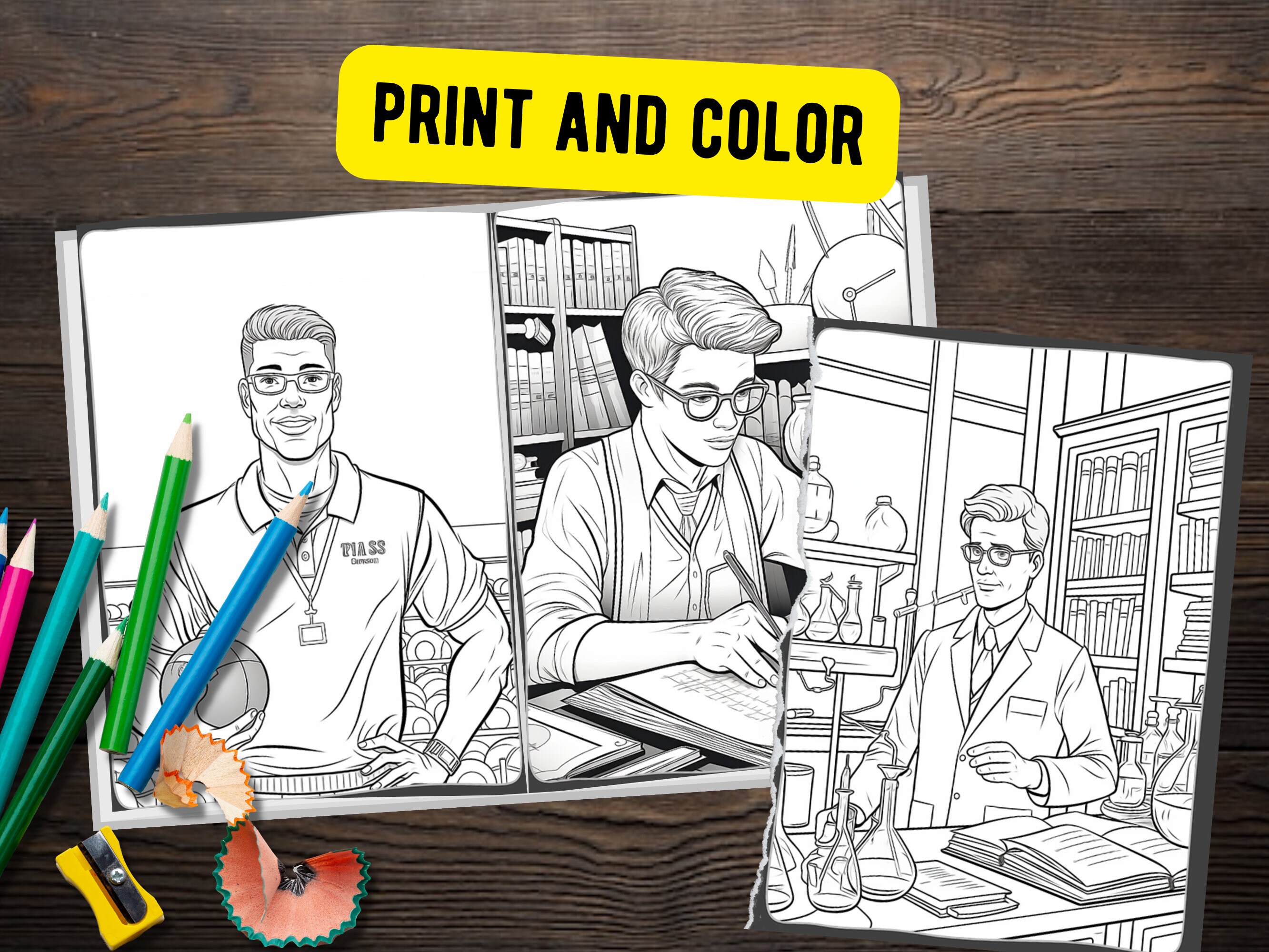 50 Teacher Coloring Pages, Printable PDF File, Gifts for Teachers ...