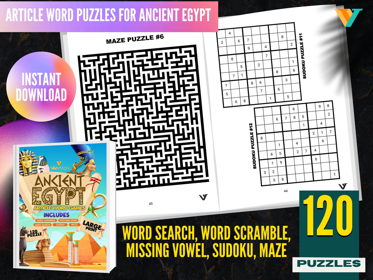 120 Ancient Egypt-themed Word Puzzle Game Bundle Vol. 1 | Printable PDF ...