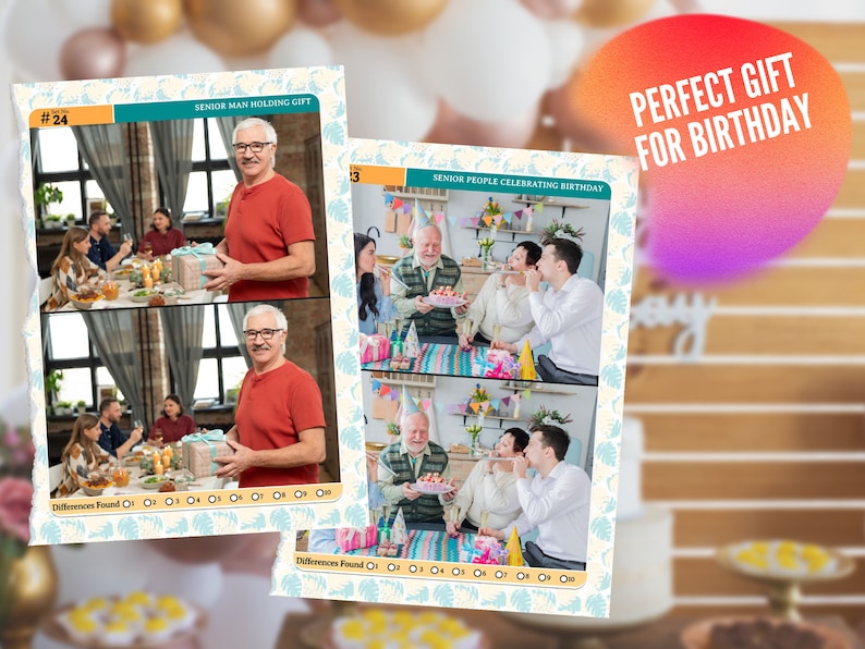 Birthday Spot the Difference, Coloring Printable Pages, Love Find the ...