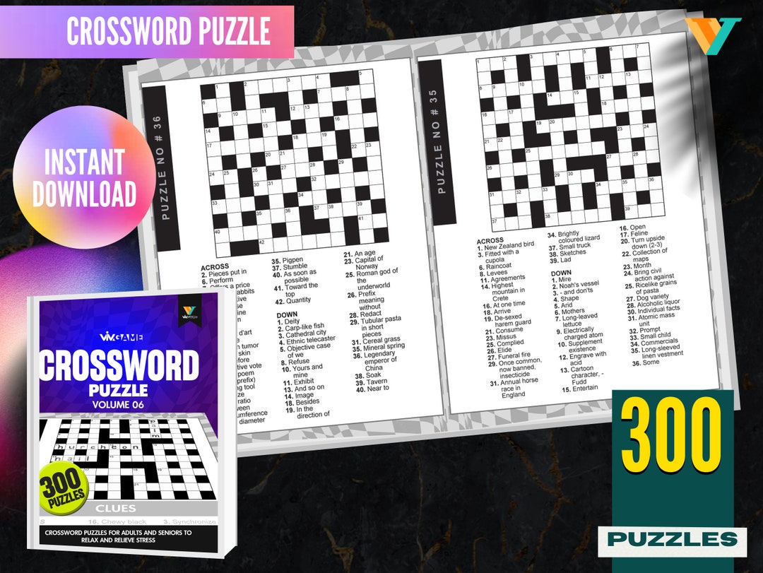 Crossword Puzzles Book for Adults, Fun Activities for Seniors, Digital ...