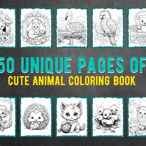 50 Pages Cute Animal Coloring Page, Meditation Calming Coloring Pages ...