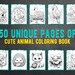 50 Pages Cute Animal Coloring Page, Meditation Calming Coloring Pages ...