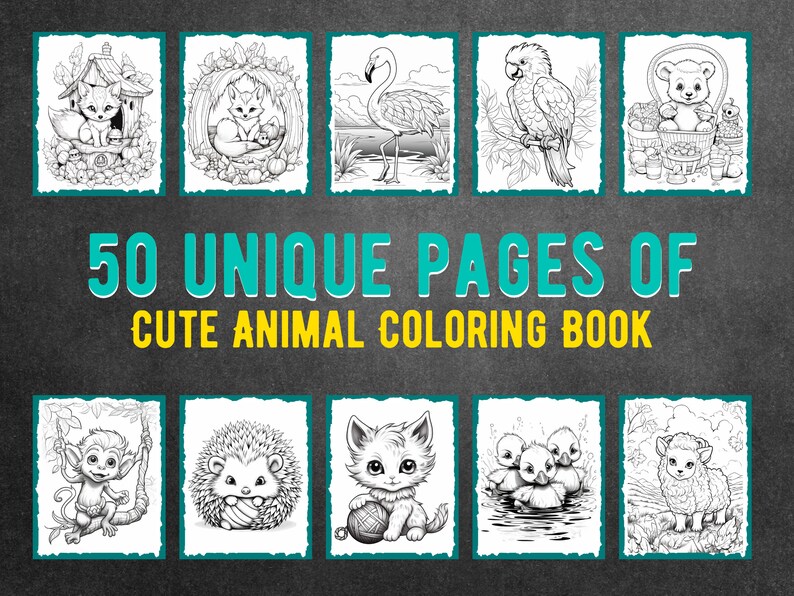 50 Pages Cute Animal Coloring Page, Meditation Calming Coloring Pages ...