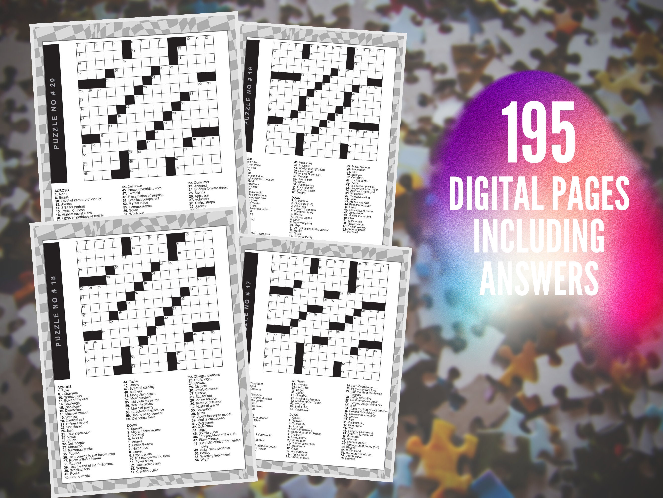 Crossword Puzzles Book for Adults, Fun Activities for Seniors, Digital ...