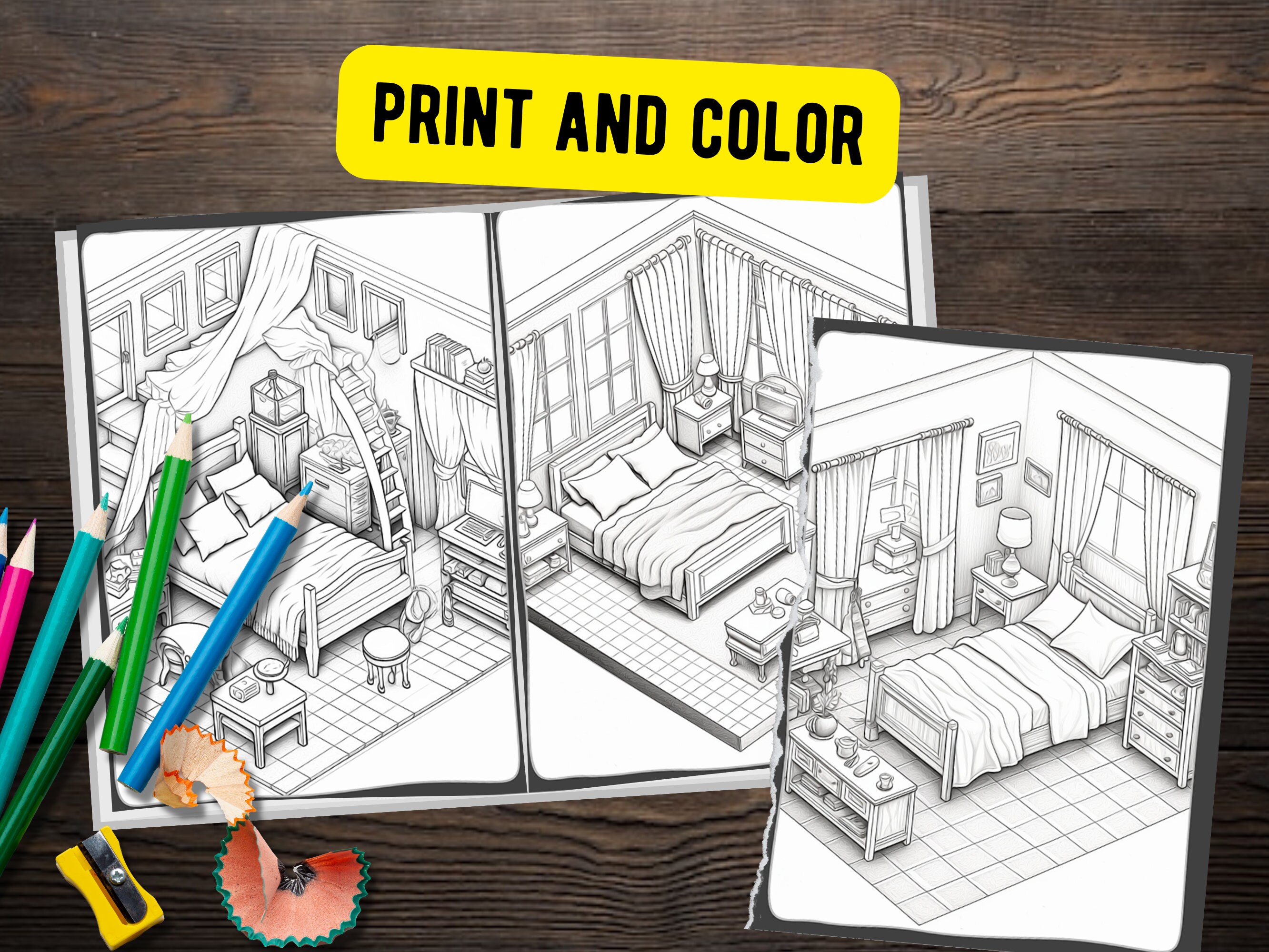 50 Isometric Pocket Room Coloring Pages Instant Download Printable PDF ...