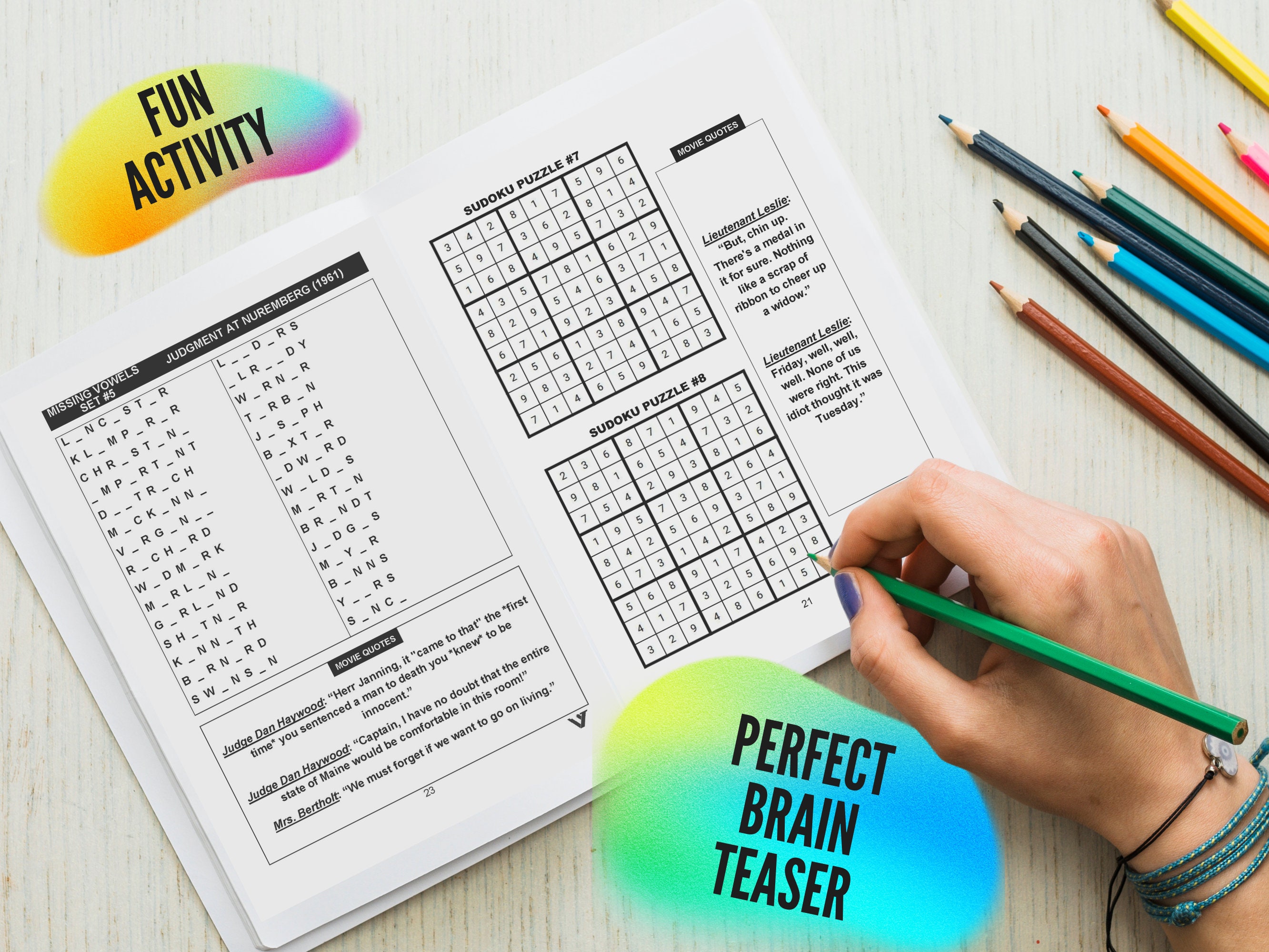 100 War Movie Puzzles Vol. 1, Word Search, Word Scramble, Missing Vowel ...