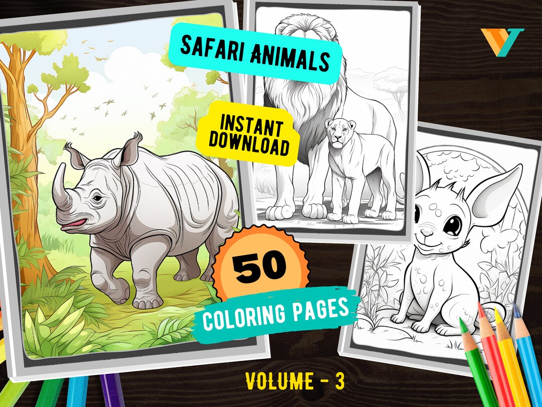 Safari Wild Animals 50 Coloring Pages Instant Download, Wildlife ...
