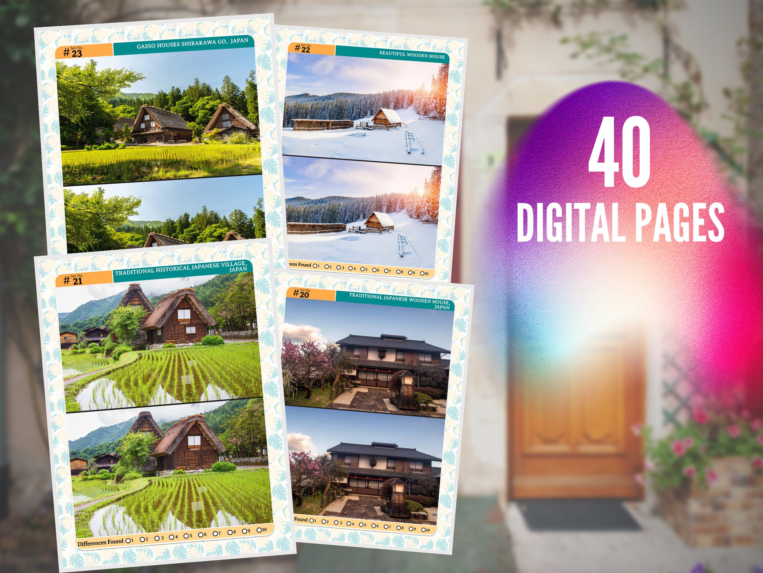 Rural House Spot the Difference Printable PDF Pages, Countryside Find ...