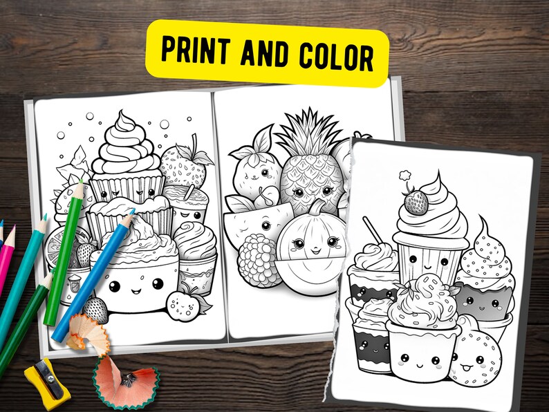 50 Kawaii Food Coloring Pages Printable PDF, Testy Food Coloring Book ...
